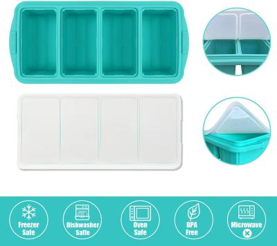 China Non Stick Silicone Freezing Tray Durable Large Ice Cube Tray With Lid for sale