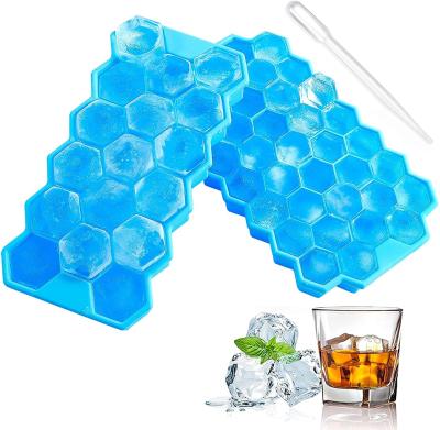 China Flexible 2 Pack Silicone Ice Tray With Lids 54 Cubes For Whiskey for sale