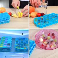 China Flexible 2 Pack Silicone Ice Tray With Lids 54 Cubes For Whiskey for sale