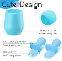 China 100% Eco Friendly Silicone Baby Fork Spoon With Open Cup OEM Acceptable for sale