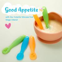 China Food Grade Silicone Baby Fork Spoon Dip Weaning Spoon 4.5x1x0.4 inches for sale
