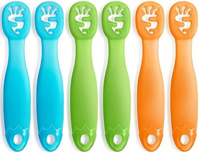 China Food Grade Silicone Baby Fork Spoon Dip Weaning Spoon 4.5x1x0.4 inches for sale