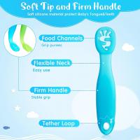 China Food Grade Silicone Baby Fork Spoon Dip Weaning Spoon 4.5x1x0.4 inches for sale