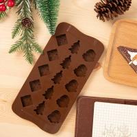 China OEM Christmas Silicone Chocolate Mould Flexible CIQ Candy Mold Trays for sale