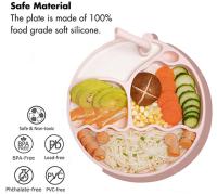 China Boiled Sterilized Silicone Baby Plate Self Feeding Washable For Tables for sale