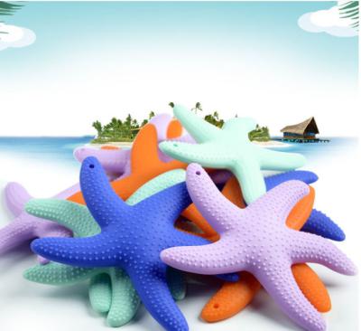 China 7x8.6cm Soft Silicone Teether Food Grade Starfish Shape Latex Free for sale