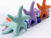 China 7x8.6cm Soft Silicone Teether Food Grade Starfish Shape Latex Free for sale
