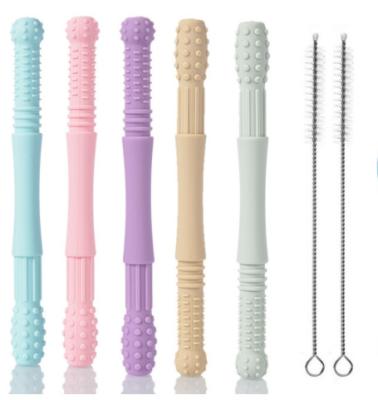 China Food Silicone Hollow Tooth Tube Stick Gum Toy 17×2cm Hypoallergenic for sale