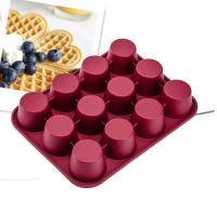 China Round 12 Cavities Silicone Baking Mold Non Stick BPA Free Dishwasher Safe for sale