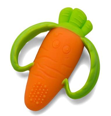 China Soft Textured Silicone Carrot Teether For Sensory Exploration Teething Relief for sale