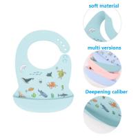China Eco Friendly Silicone Baby Bibs Cartoon Picture Printed Waterproof With Food Pocket for sale