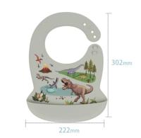 China Eco Friendly Silicone Baby Bibs Cartoon Picture Printed Waterproof With Food Pocket for sale