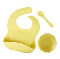 China Eco Friendly Silicone Tableware Set Waterproof Safe Durable Bowl Spoon Bib for sale