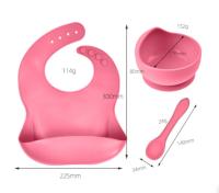 China Eco Friendly Silicone Tableware Set Waterproof Safe Durable Bowl Spoon Bib for sale