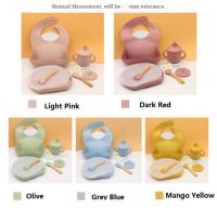 China Food Grade Silicone Baby Cutlery Set Snack Cup Bibs Suction Plate for sale