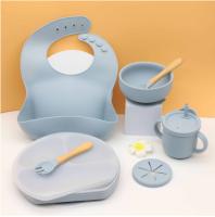 China Food Grade Silicone Baby Cutlery Set Snack Cup Bibs Suction Plate for sale