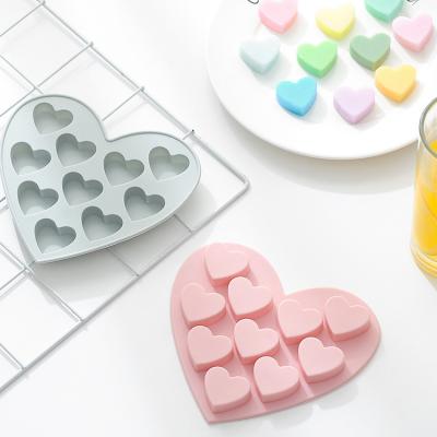 China 10 Cavities Silicon Ice Tray Mold Heart Shaped Candy Chocolate Mold for sale