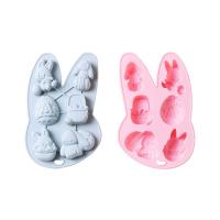 China Food Grade Silicon Ice Tray Mold With 6 Cavities , Easter Bunny Ice Tray for sale