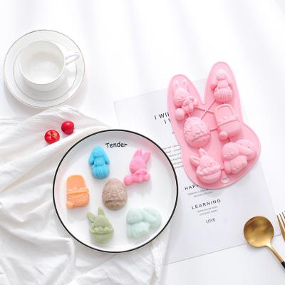 China Food Grade Silicon Ice Tray Mold With 6 Cavities , Easter Bunny Ice Tray for sale