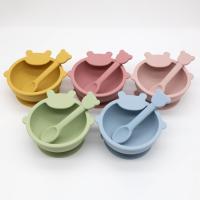 China Food Grade Silicone Baby Suction Bowl Feeding Weaning Set Baby Tableware for sale