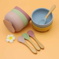 China Food Grade Silicone Baby Bowl with Weaning Utensil , Suction Bowl , Silicone Spoon for sale