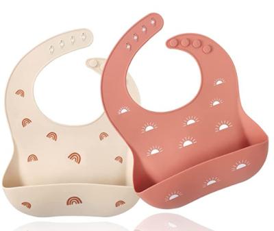 China Girls Boys Toddlers Silicone Baby Bibs BPA Free Waterproof With Food Catcher for sale