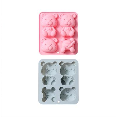 China Cartoon 4 Little Tiger Silicone Cake Mold Tiger Baking Ice Mold for sale