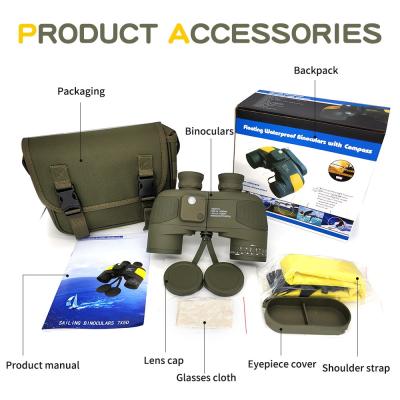 China Adults Marine Military 20x50 Binoculars Waterproof With Rangefinder Compass BAK4 Prism FMC Lens for sale