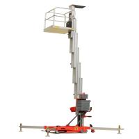 China Single Mast Electric Lifting Platform Vertical Boom Lifter With AC DC Power Supply for sale