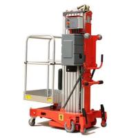 China Single Mast Electric Lifting Platform Vertical Boom Lifter With AC DC Power Supply for sale