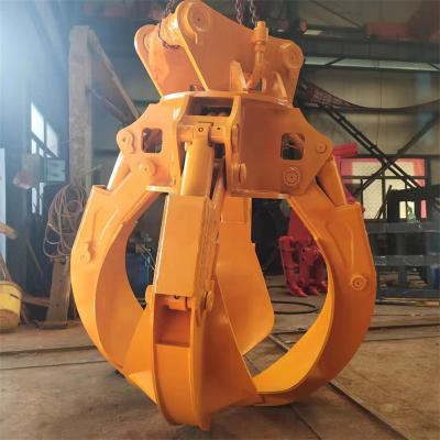China Hydraulic Orange Peel Excavator Grab 2T-20T Capacity 360 Rotation Steel Scrap for sale