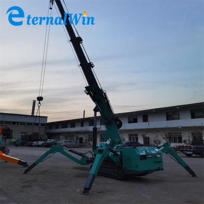 China Mini Spider Crawler Crane 1.2 Ton Telescopic Boom Electric Diesel Powered Steel Construction for sale