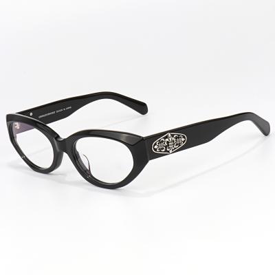 China Classic cat Eye Black Silver Brown Optical Prescription Presbyopia Multi Focus Luxury Brand Light Not Easily Deformed Glasses for sale
