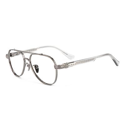 China Advanced Pure Titanium Eyeglass Frame Gold Silver Optical Prescription Luxury Brand pilot Reading Glasses Women Thick Eye Frame for sale