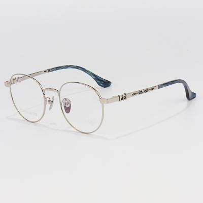 China Leisure and Artistic Circular Striped Blue Color Optical Prescription Multi Focus Buffs Luxury Brand Superior Quality Glasses for sale