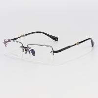 China New Read Half Frame Square Black Silver Color Optical Prescription Luxury Brand Fashion Light Custom logo Glasses Eyewear Frames for sale