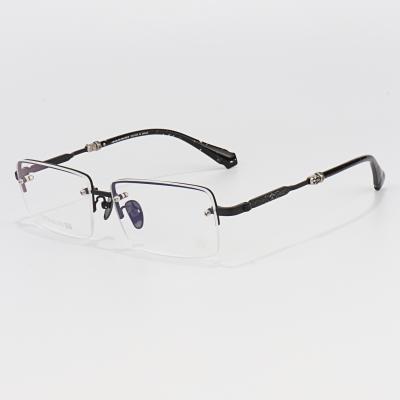 China New Read Half Frame Square Black Silver Color Optical Prescription Luxury Brand Fashion Light Custom logo Glasses Eyewear Frames for sale