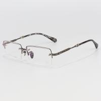 China New Read Half Frame Square Black Silver Color Optical Prescription Luxury Brand Fashion Light Custom logo Glasses Eyewear Frames for sale