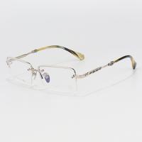 China New Read Half Frame Square Black Silver Color Optical Prescription Luxury Brand Fashion Light Custom logo Glasses Eyewear Frames for sale