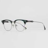 China 8305 Ultra Light Corrosion-resistant Unisex Face Shape Fit Solid Green Titanium Acetate Oval Lens Computer Reading Eye Glasses for sale