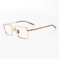 China Solid Full Frame Punk Style Gold Durable Lightweight Presbyopia Female Men's Prescription Customizable logo UV Glasses Frames for sale