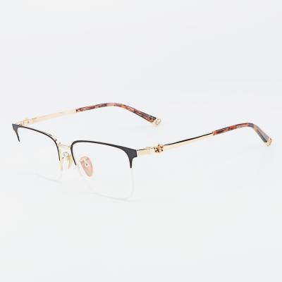China Classic Half Frame Black Punk Durable Optical Prescription Y2k Luxury Brand Protective Glasses Safety Titanium Eyeglass Frames for sale