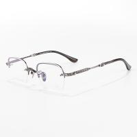 China Luxury Brand Silver Black Half Frame Anti Blue Light Glasses Frame Optical Prescription Reading Reflective Men Glasses Luxury for sale