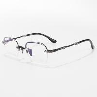 China Luxury Brand Silver Black Half Frame Anti Blue Light Glasses Frame Optical Prescription Reading Reflective Men Glasses Luxury for sale