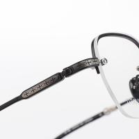 China Luxury Brand Silver Black Half Frame Anti Blue Light Glasses Frame Optical Prescription Reading Reflective Men Glasses Luxury for sale