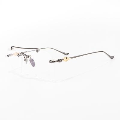 China Large Size Pattern Matte Retro Modern Design Pilot Frameless Optical Prescription Presbyopia Women's Luxury Brand Glasses Frame for sale