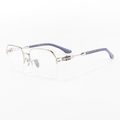 China Beautiful Versatile Cross Flower Half Frame Black Gold Silver Optical Prescription Presbyopia Multi Focus Luxury Brand Glasses for sale
