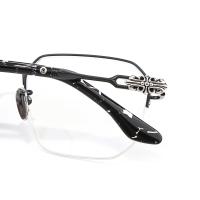 China Beautiful Versatile Cross Flower Half Frame Black Gold Silver Optical Prescription Presbyopia Multi Focus Luxury Brand Glasses for sale