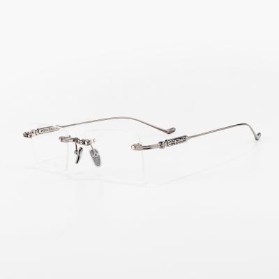 China Top Reader Grade Pure Titanium Black Gold Gun Silver Optical Prescription Luxury Brand Frameless Wholesale Glasses Manufacturer for sale