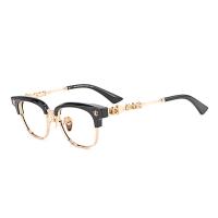 China Gentleman Half Frame Black Gold Tortoise Transparent Green Optical Prescription Presbyopia Multifocal Luxury Glasses for Women for sale